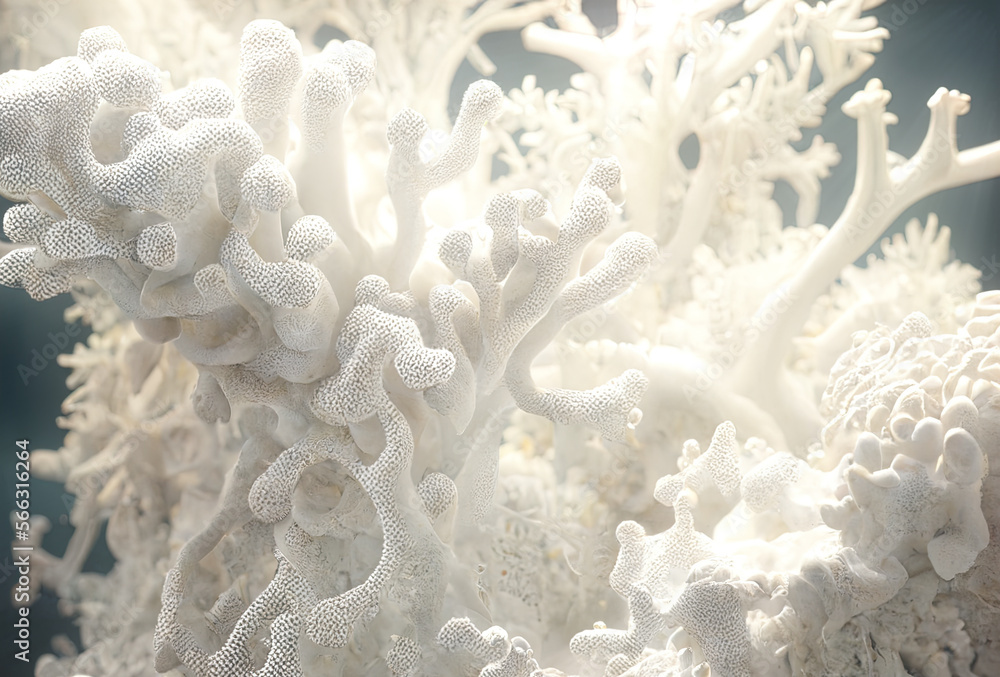 Wonderful white dead corals and aquatic life in ocean seabed in the ...