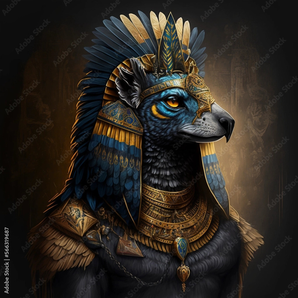 Art of the Egyptian God Montu created using generative artificial ...