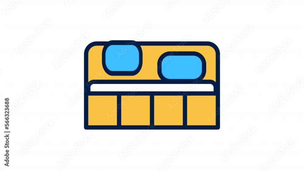 Animated double bed color icon. Bedroom furniture. Homeware shop ...