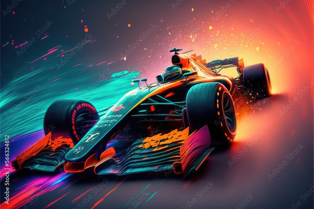 ภาพประกอบสต็อก Illustration of a f1 race car stylized - Created with ...