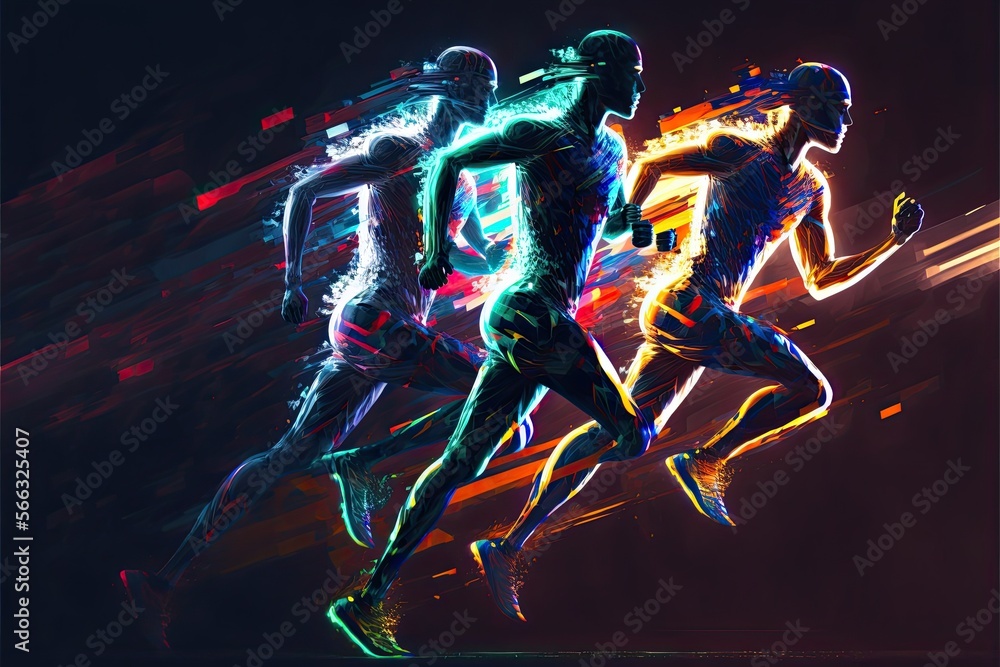 Illustration of Stylized athletes running - Created with Generative Ai ...