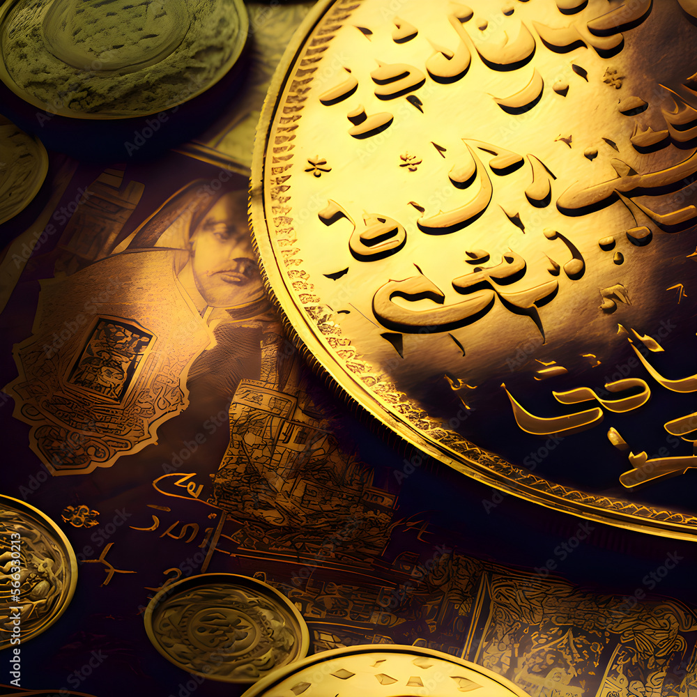 coins and gold background (created with Generative AI technology) Stock ...