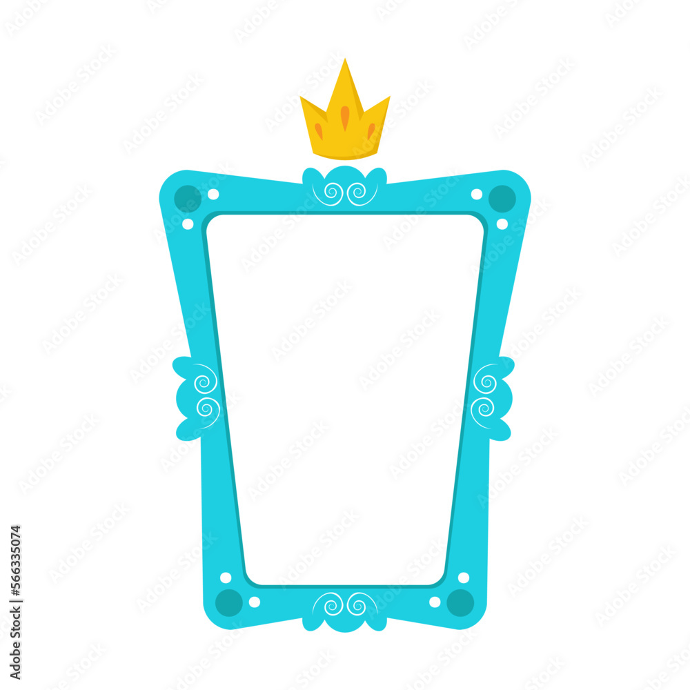 Mirror frame with crown for babies vector illustration. Cartoon drawing ...