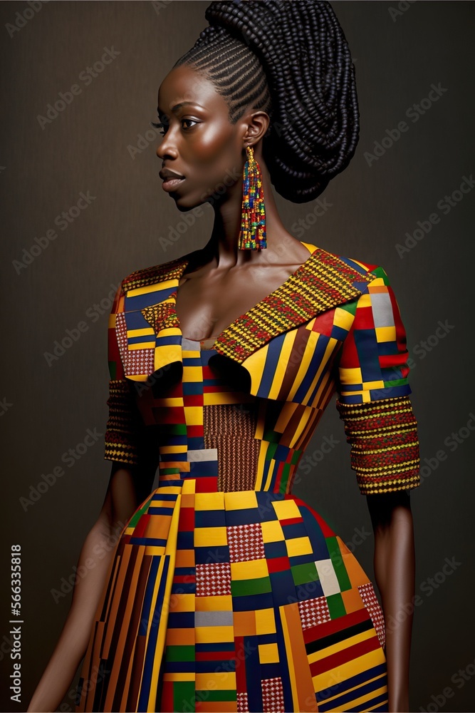 Dress in kente cloth style, concept of African Print and Colorful ...