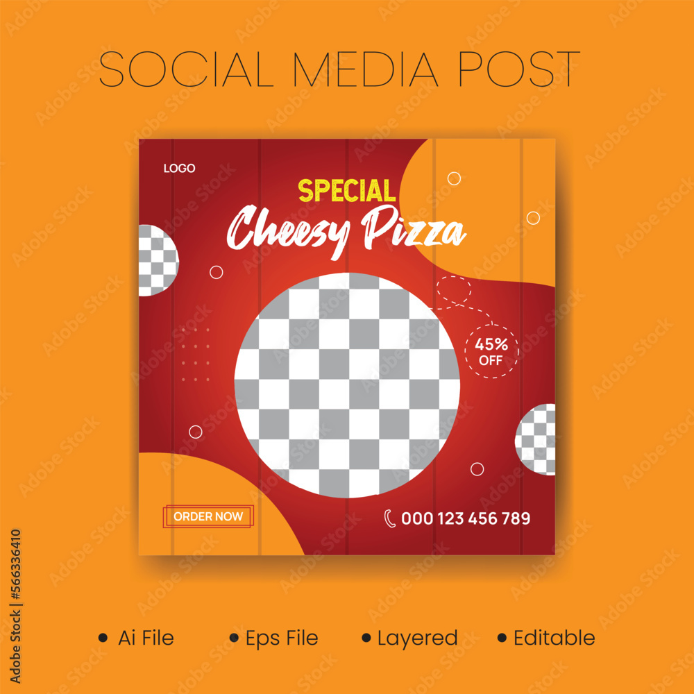 Special Pizza Promotion template with discount. Social Media Post ...