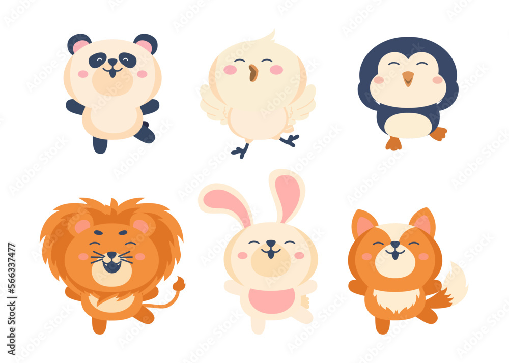 Different style of wild animal on a transparent background. Isolated ...