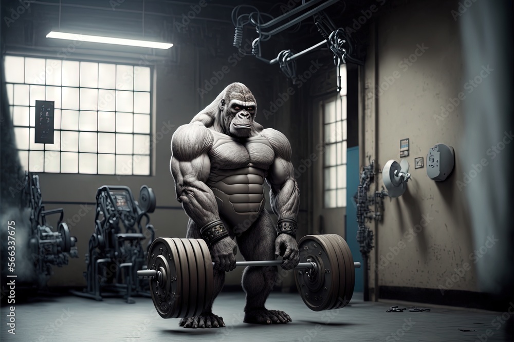 Gorilla Lifting Weights