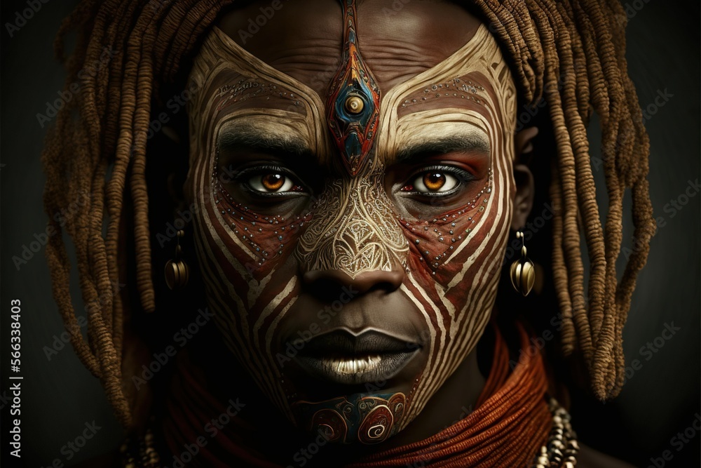 Human face in kofar mata style, concept of Traditional Art and ...