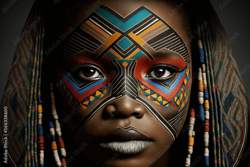 Human face in ndebele style, concept of Traditional Art and Cultural ...