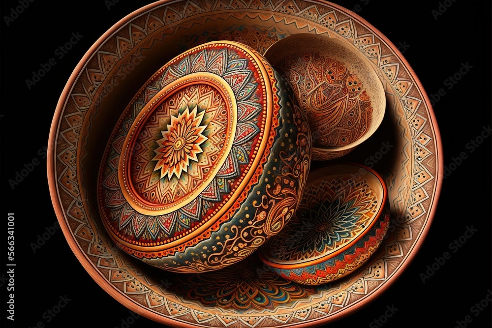 Pottery in rangoli style, concept of Intricate Design and Handcrafted ...