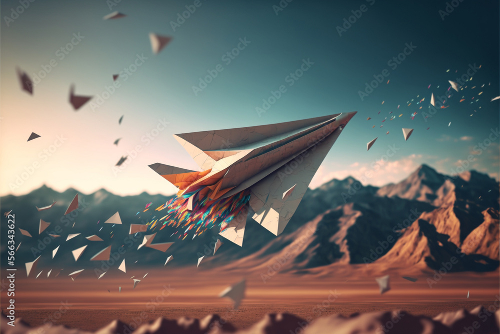 paper plane flying generative AI Stock Illustration | Adobe Stock