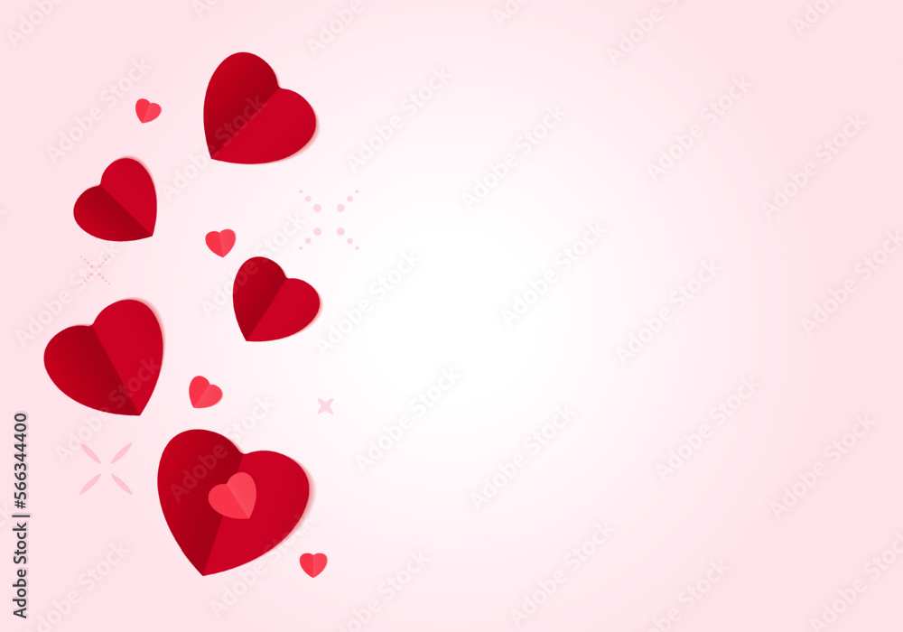 Vector wedding invitation card with red paper hearts. Anniversary ...