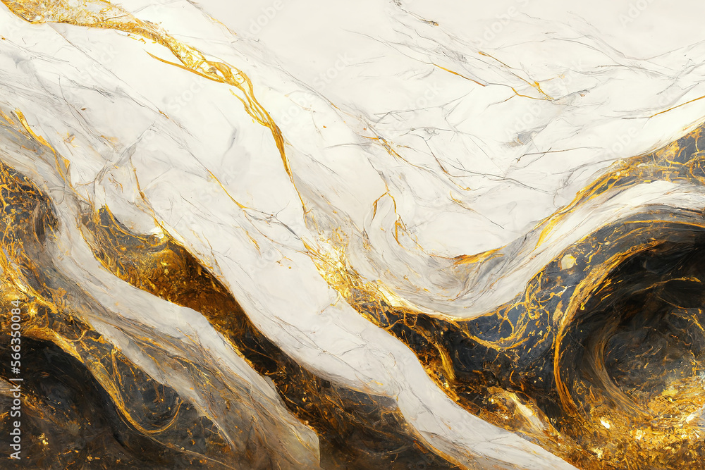 White and gold marble texture. Luxury abstract fluid art paint ...