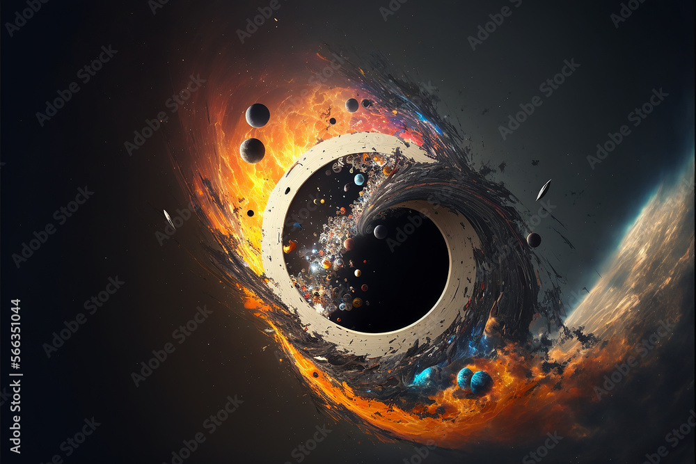 Space and a huge black hole. Created with Generative AI technology ...