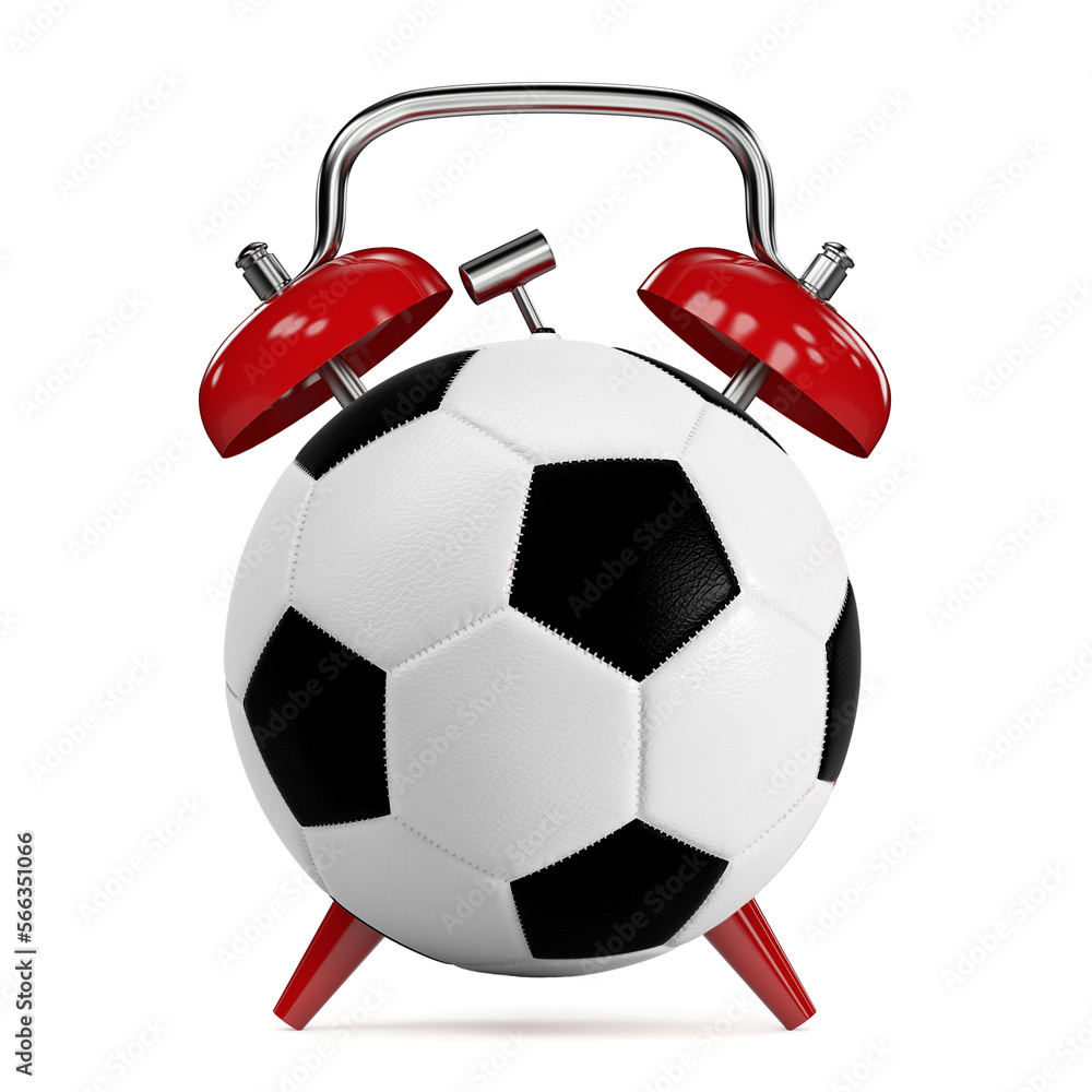 Montage of soccer ball and alarm clock as concept Stock Illustration ...