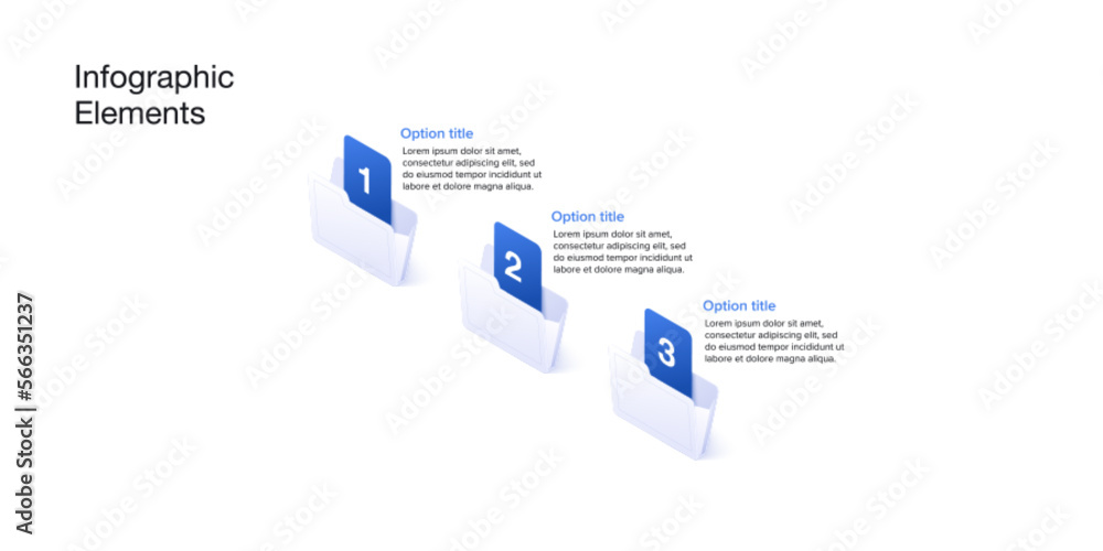 Business process chart infographics with 3 step folders. Corporate ...