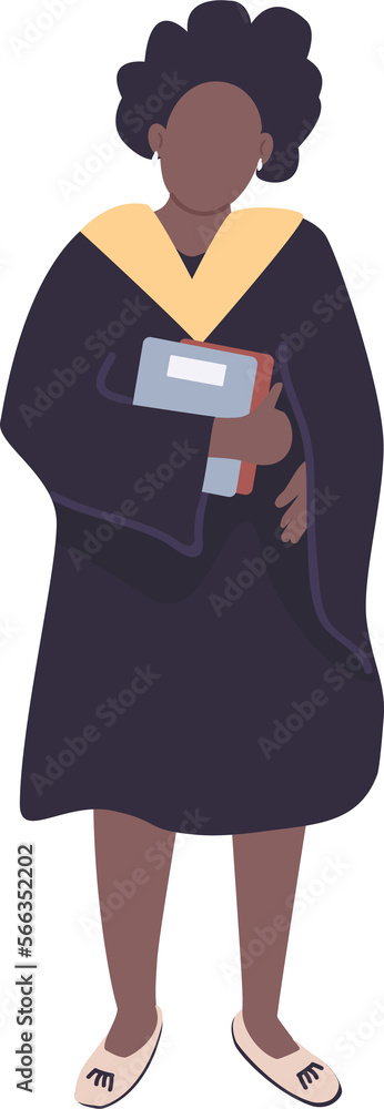 Girl holding worksheets semi flat color raster character. Standing ...
