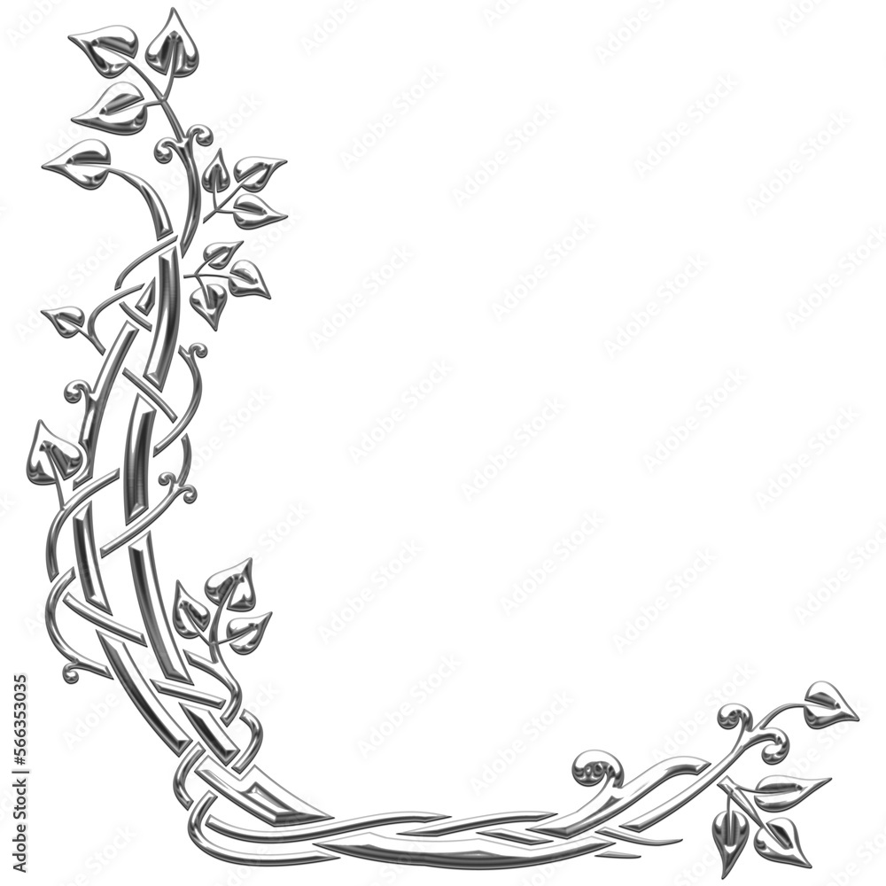 L-shaped border with silver leaves. Art Deco style vector illustration ...