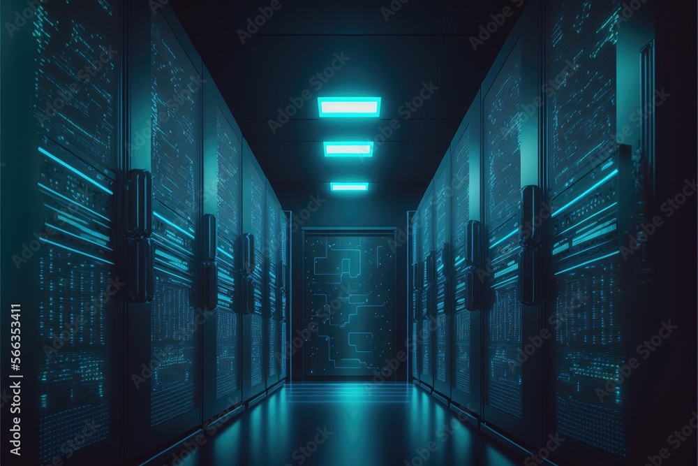High-density server rack in data center. Generative AI Stock ...