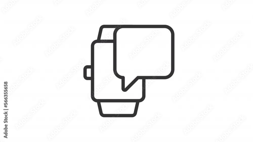 Animated smart watch linear icon. Incoming message notification ...