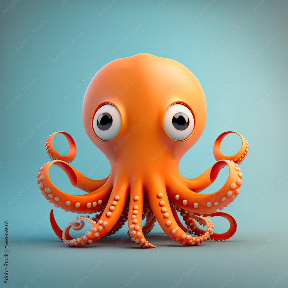 Cute Cartoon Octopus Character (Generative AI) Stock Illustration ...