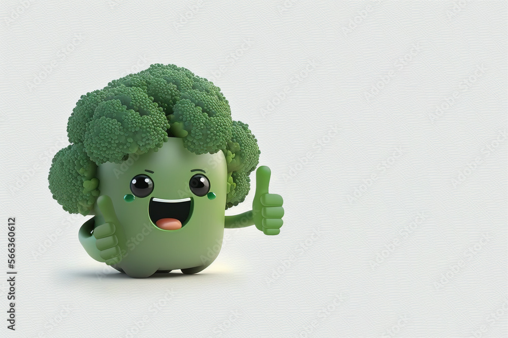 Thumbs up Happy broccoli Character Generative AI Stock Illustration ...