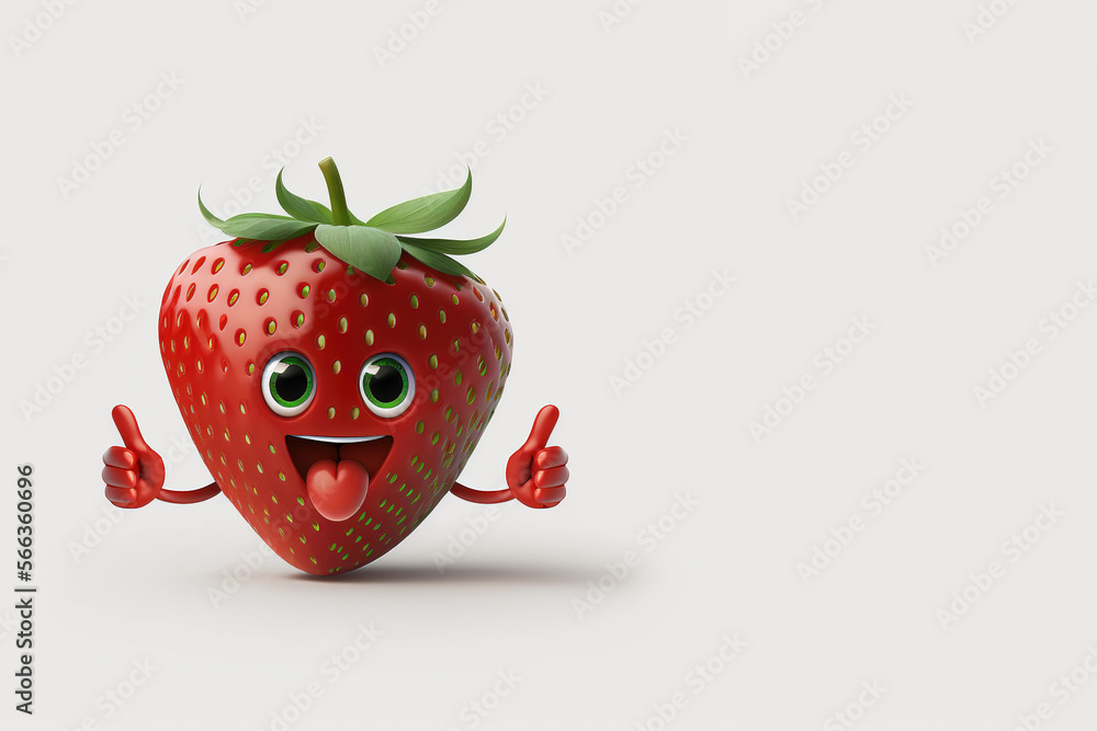 Thumbs up Happy strawberry Character Generative AI Stock Illustration ...