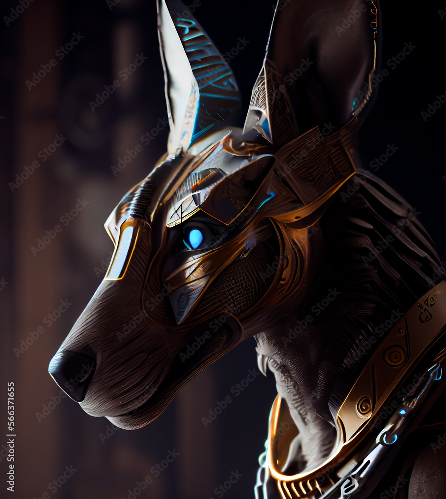 Cyborg Robotic Anubis Dog warrior from Future in metal and Iron Stock ...