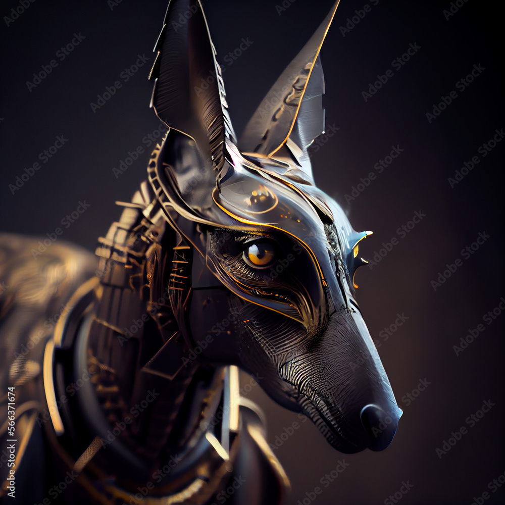 Cyborg Robotic Anubis Dog warrior from Future in metal and Iron Stock ...
