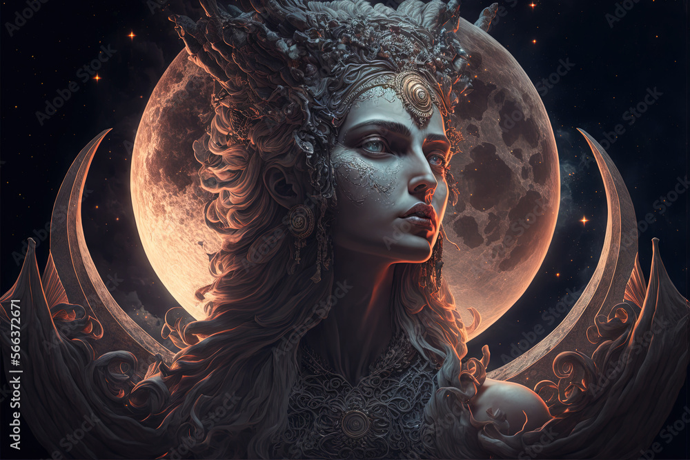 The goddess of the moon - Goddesses series - Moon goddess background ...