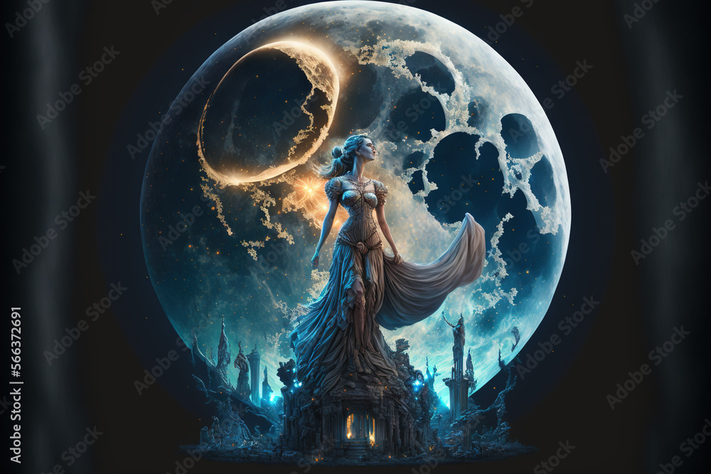 The goddess of the moon - Goddesses series - Moon goddess background ...