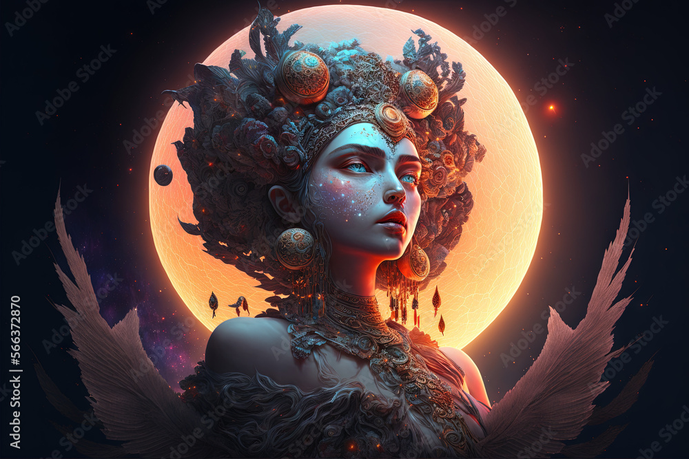 The goddess of the moon - Goddesses series - Moon goddess background ...