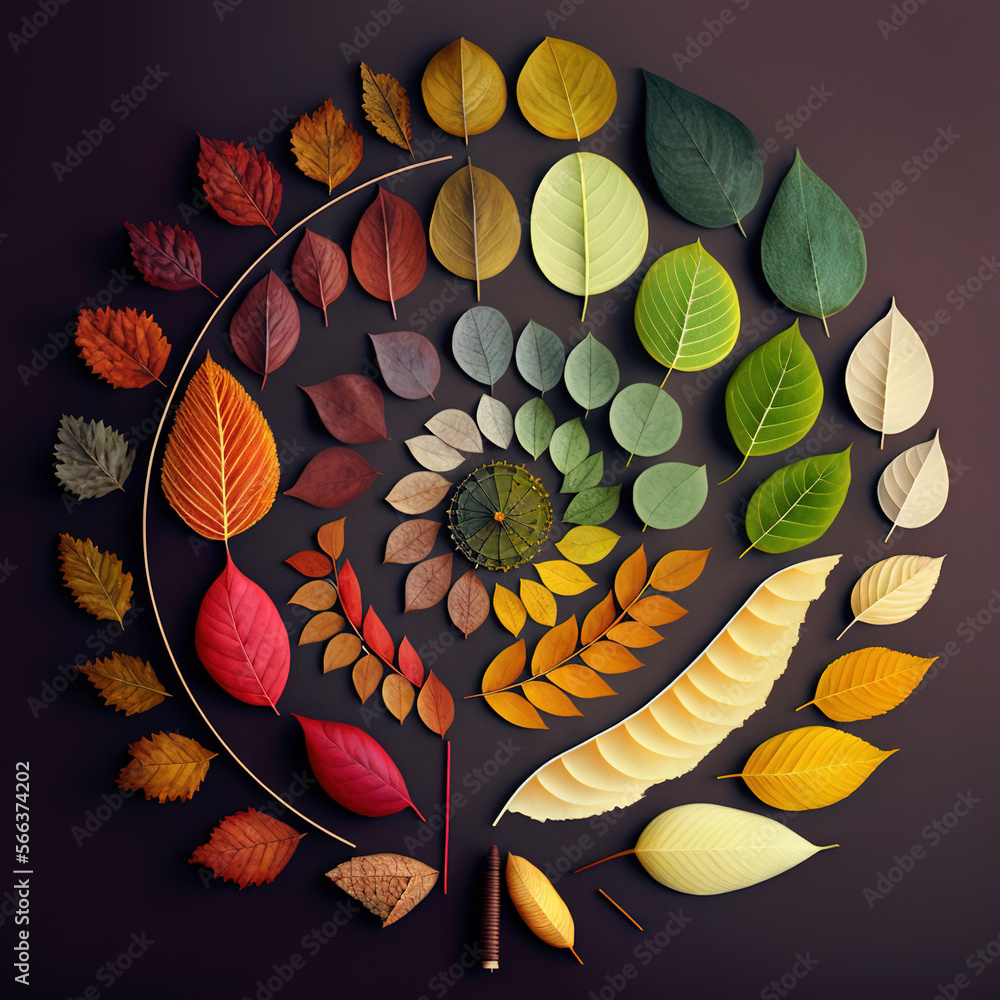 ภาพประกอบสต็อก colorful leaves in a Fibonacci sequence - Fibonacci ...