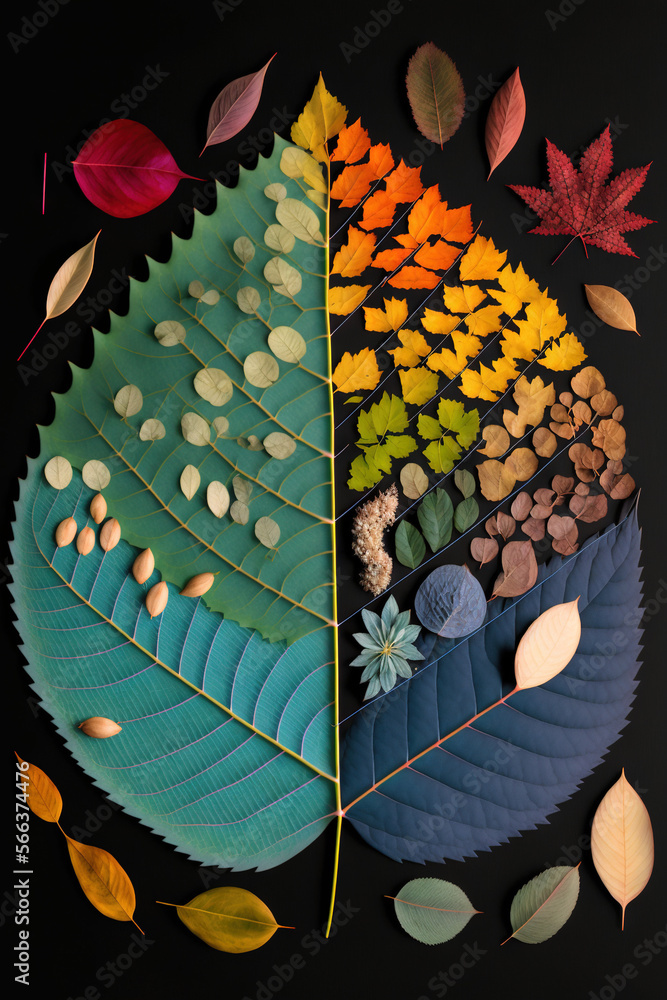 colorful leaves in a Fibonacci sequence - Fibonacci sequence series - Fibonacci sequence ...