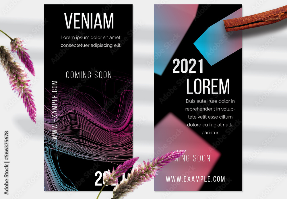 Flyer Layout with Motion Blur and Glowing Abstract Shapes Stock ...