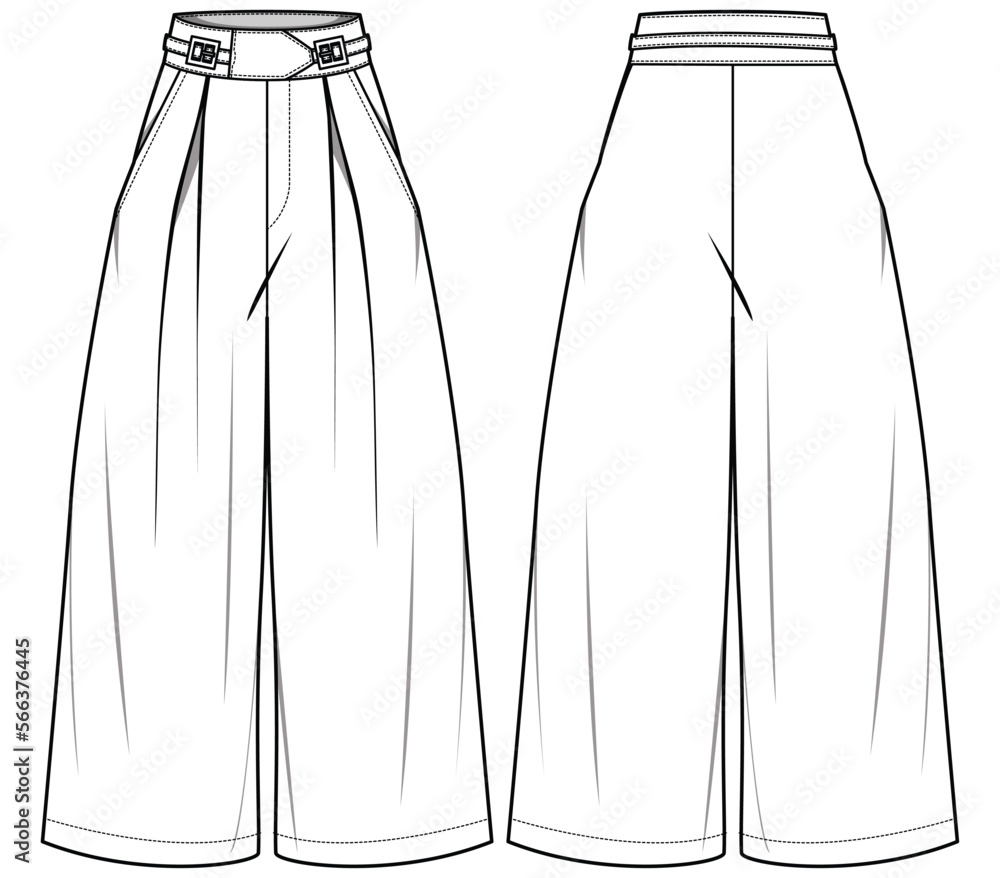 Women s Cropped Flare Pants Trouser Flat Sketch Fashion Illustration women-s-cropped-flare-pants-trouser-flat-sketch-fashion-illustration