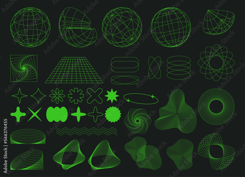 Set of Abstract geometric shapes trending futuristic line design ...