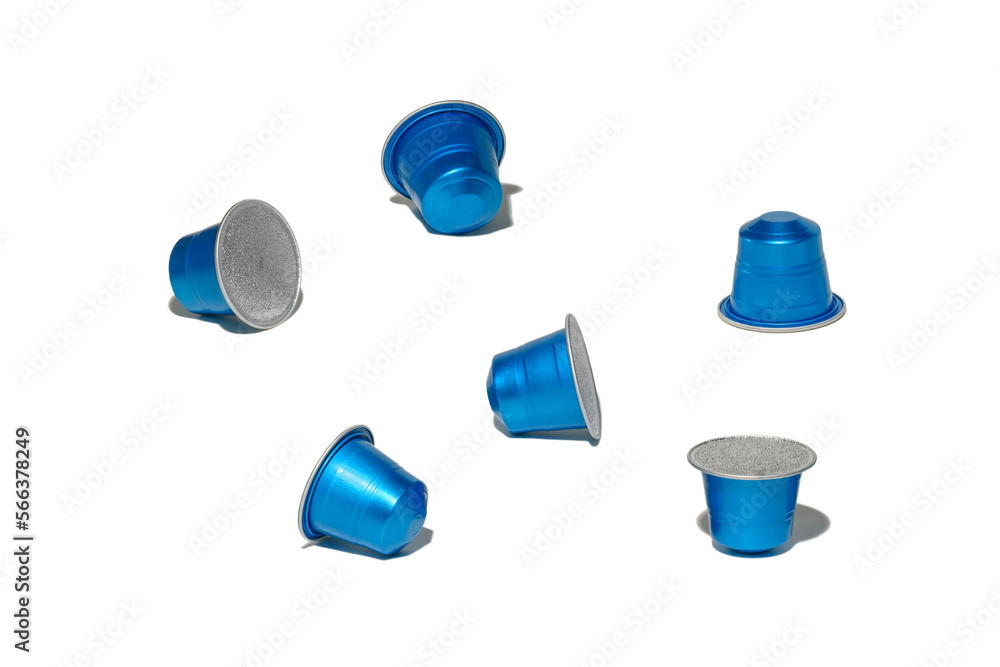 Coffee pods collection isolated on white background with shadow ...