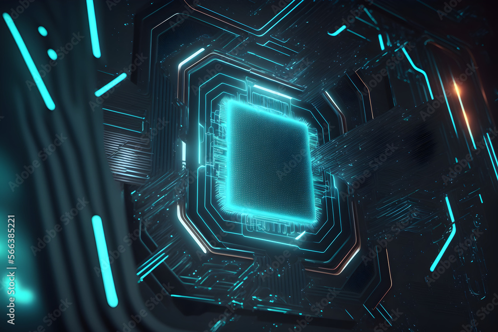 Tech background with futuristic processor, tech design, futuristic ...