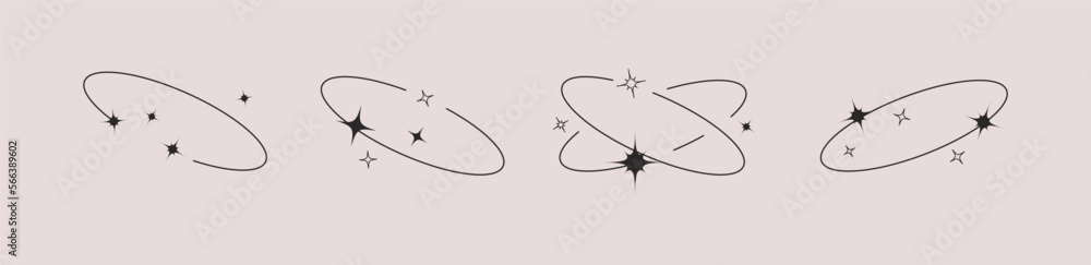 Retro stars, starburst icons and minimalist frames and borders with ...