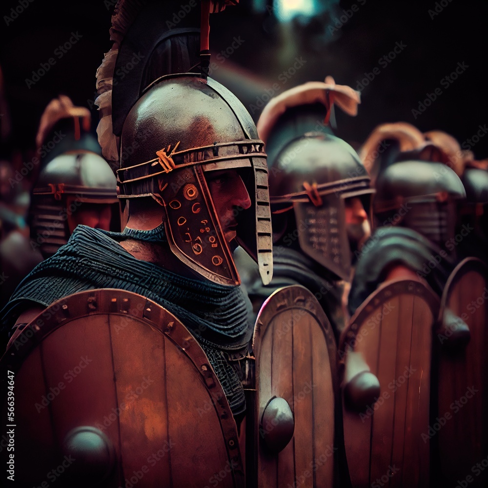 The Roman ancient army is preparing for battle. A formation of Roman ...