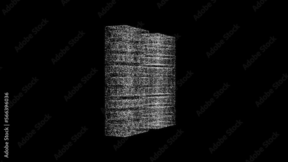 3D bricks rotates on black background. Object consisting of white ...