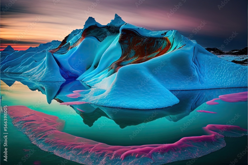 Beautiful colours of ice in Greenland, Generative ai Stock Illustration ...