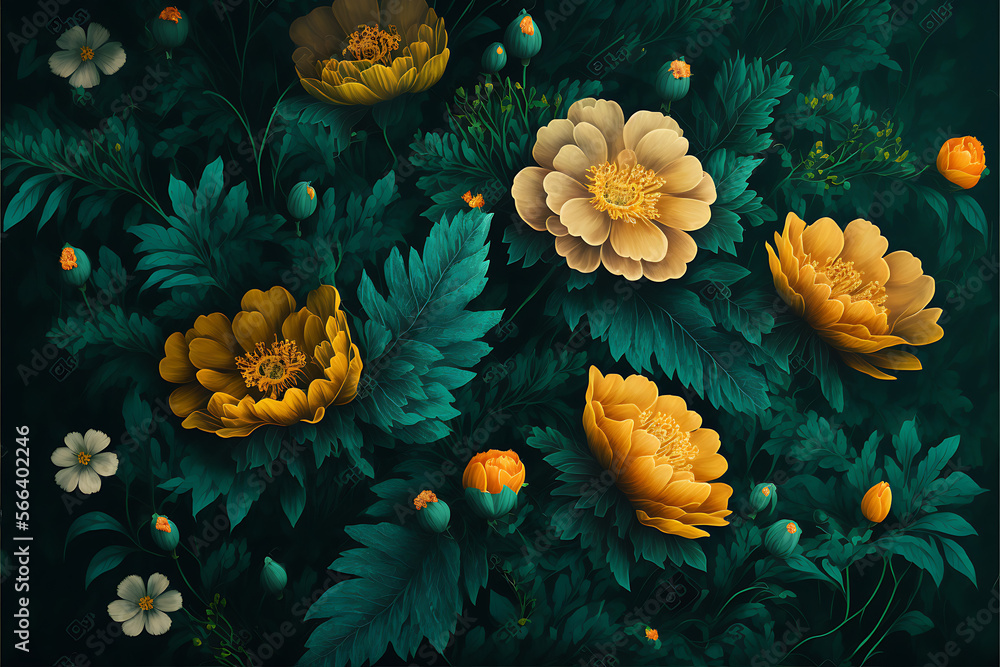 Details of acrylic paintings showing colour, textures and techniques ...