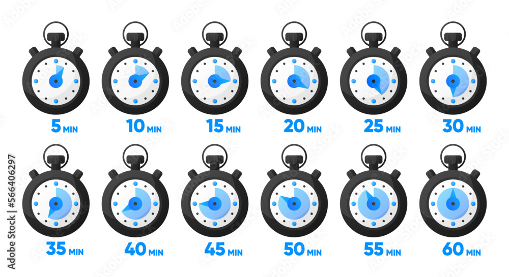 10, 15, 20, 25, 30, 35, 40, 45, 50 min. Timer, clock, stopwatch ...