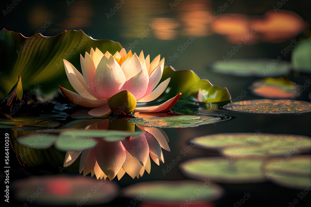Lotus flower generative AI Art Stock Illustration | Adobe Stock