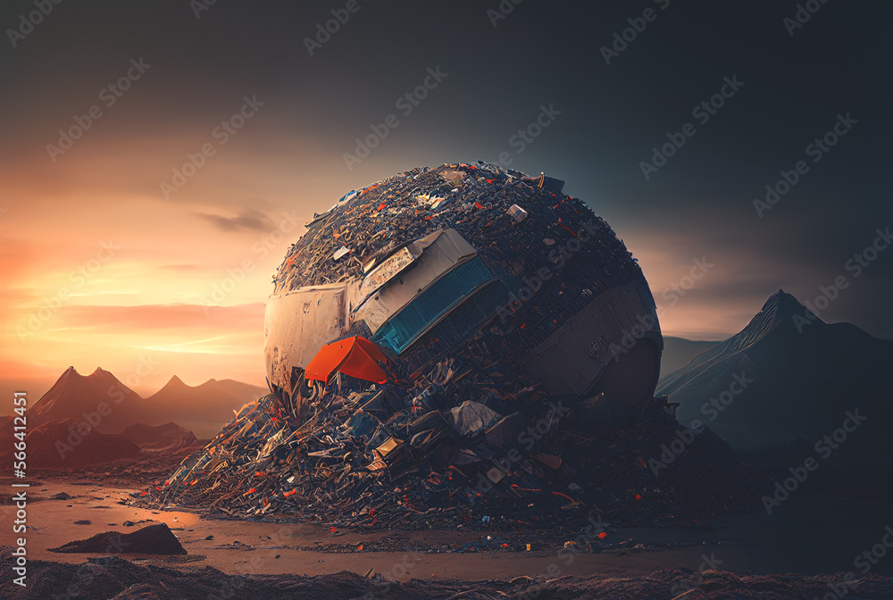 Landfill with solid household waste, AI Generative Illustration ...