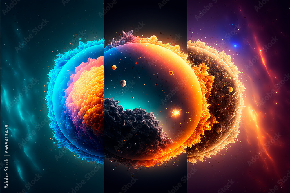 Planet in Space Colorful Background IA Stock Illustration | Adobe Stock