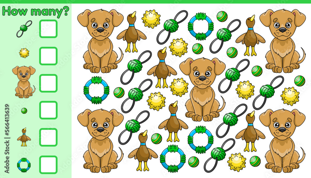 Counting game for kids. Educational Math game How many objects. Count ...