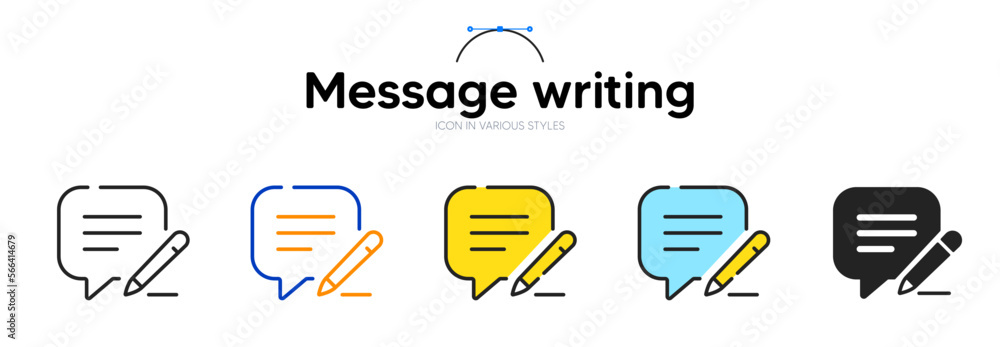 Write message line icon in different styles. Bicolor outline stroke ...